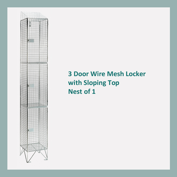 3 Door Wire Mesh Lockers with Sloping Tops