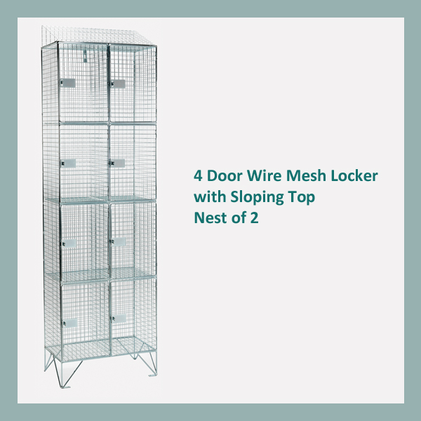 4 Door Wire Mesh Lockers with Sloping Tops