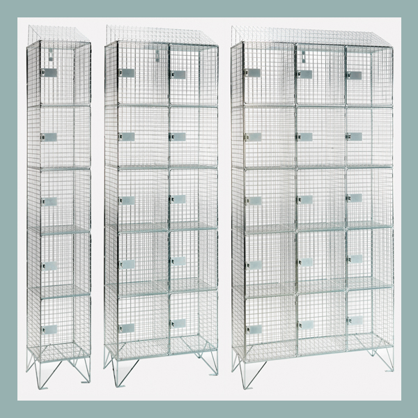 5 Door Wire Mesh Lockers with Sloping Tops